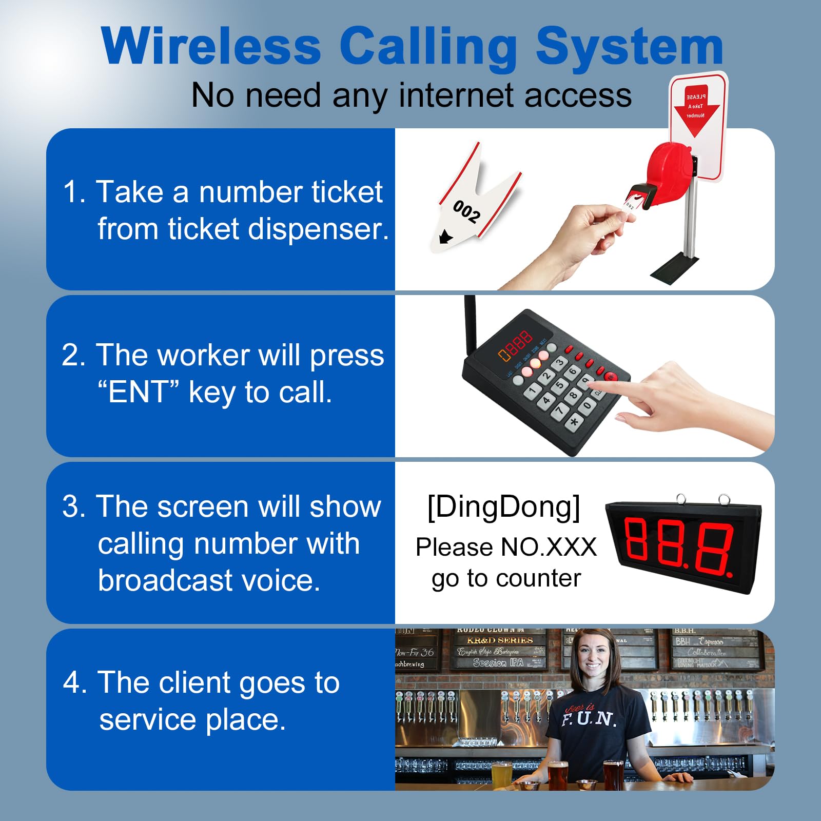 Snapklik.com : Take A Number System Queue Wireless Calling System ...