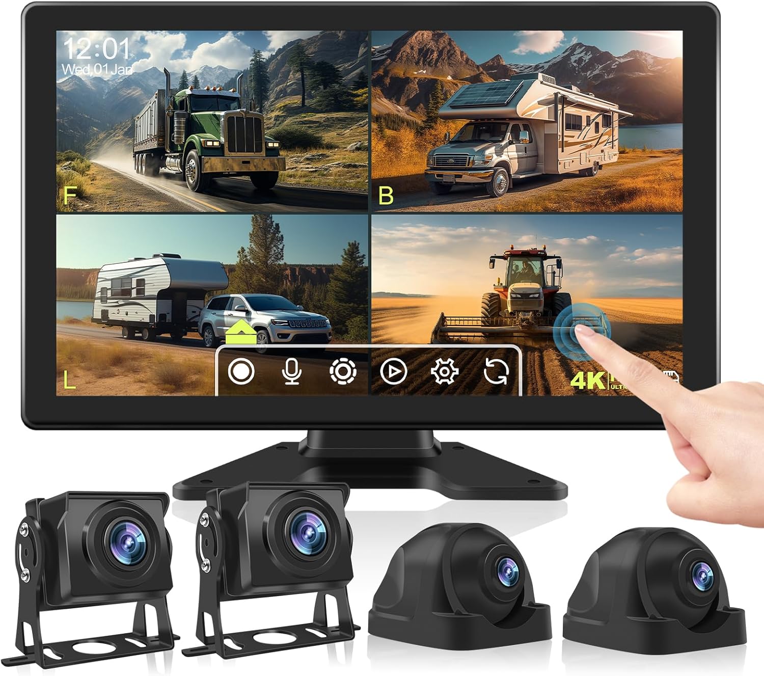 Amazon.com: BUTOA-X 10.1" 1080P Wired Backup Camera System Kit, Color ...