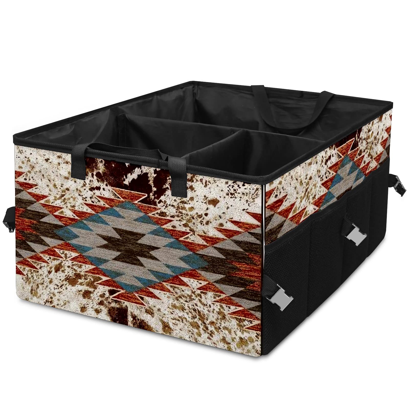Amazon.com: GACTIVITY Western Aztec Cow Print Car Trunk Organizer ...