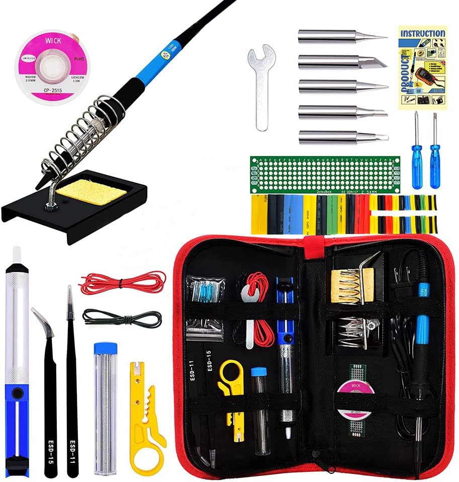 Soldering Iron Kit, 60W Soldering Iron Tools with Adjustable Temp 200 ...