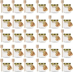 Amazon.com: Cobenga 60 Pack 1.5 oz Mini Glass Honey Jar, Hexagon Honey Jars with Wood Dipper ...