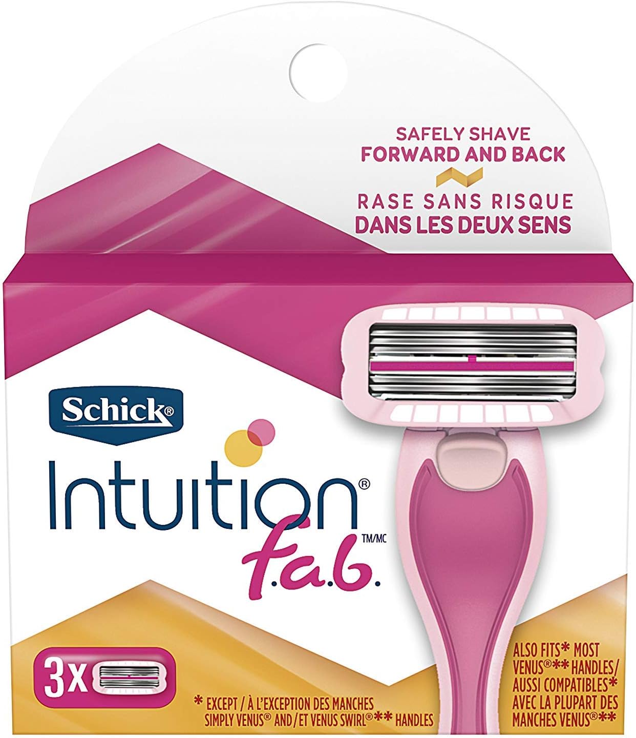 Amazon.com: Schick Intuition f.a.b. Womens Bi-Directional Razor Refills ...