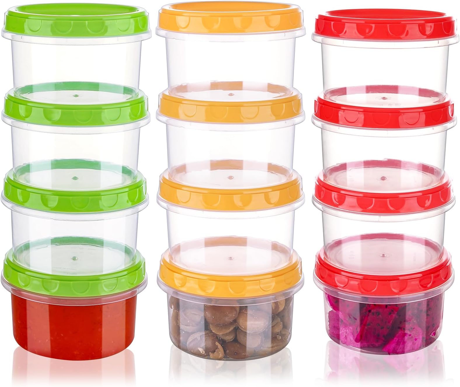Amazon.com: Kitchen GIMS 8 oz Plastic Containers with Lids Leak Proof ...