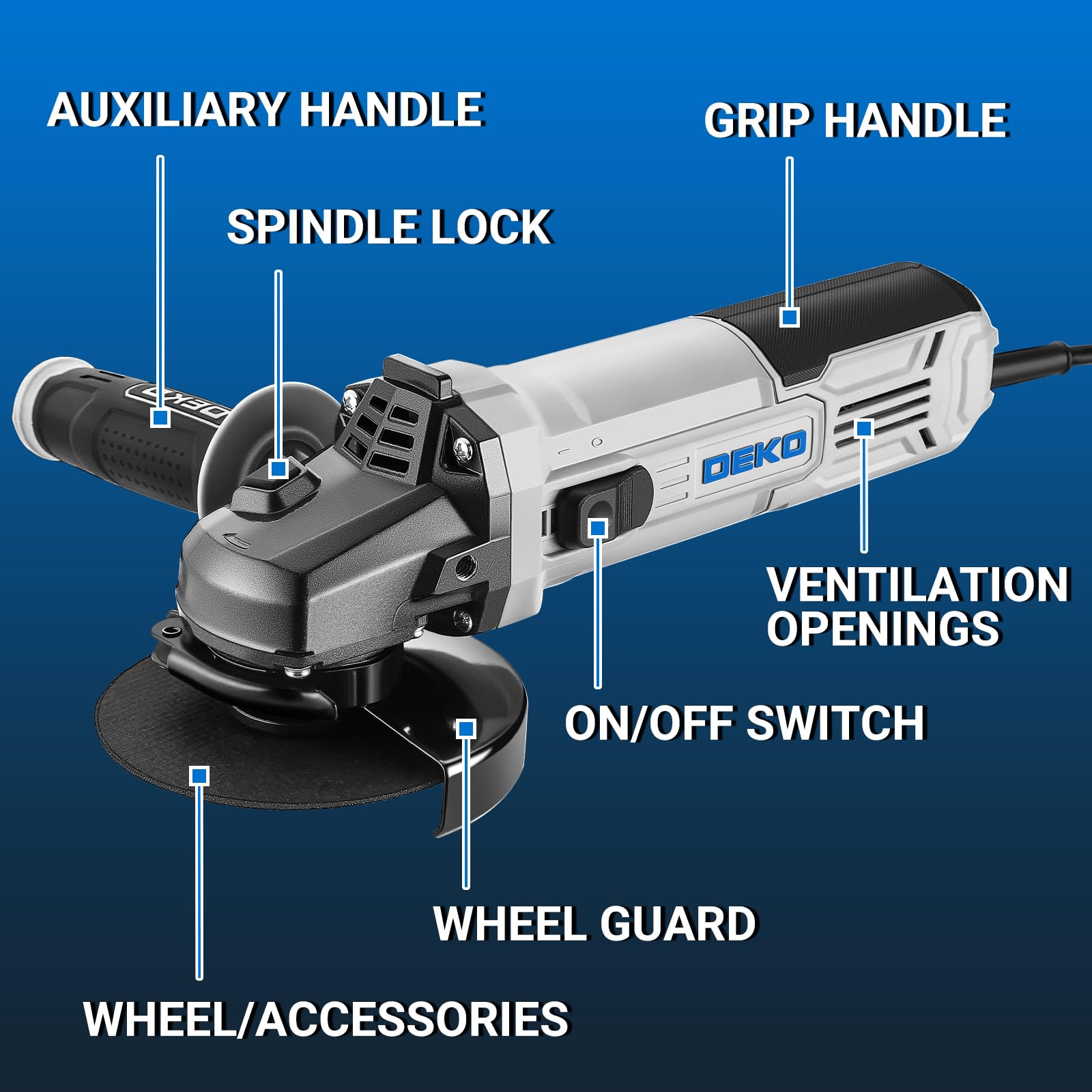 Snapklik.com : Angle Grinder Electric Power Tool: DEKOPRO 4-1/2 Inch 7. ...