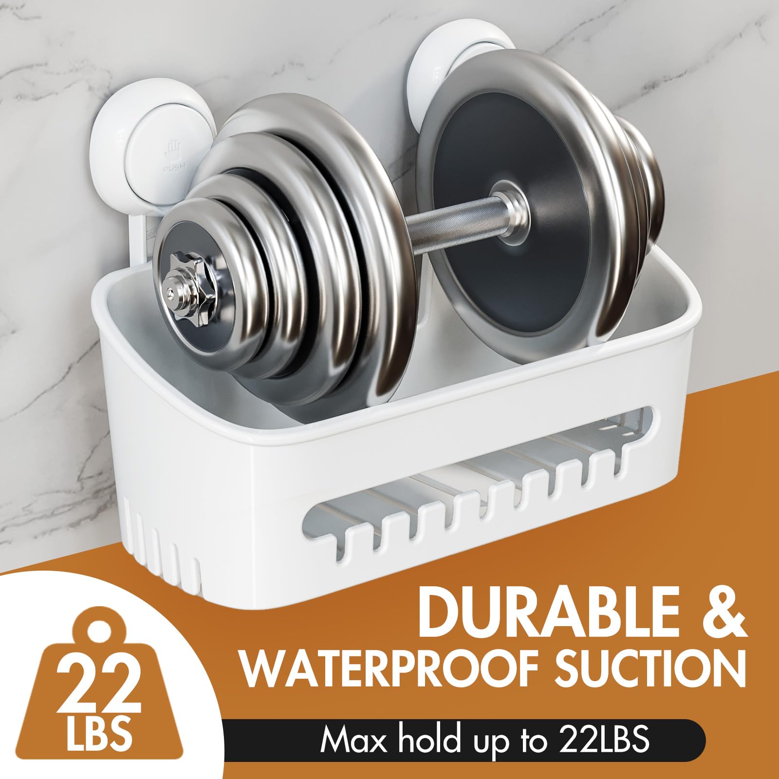 Snapklik.com : Shower Caddy Suction Cup Shower Shelf Shower Basket Suction Pack Of 2 One Second ...