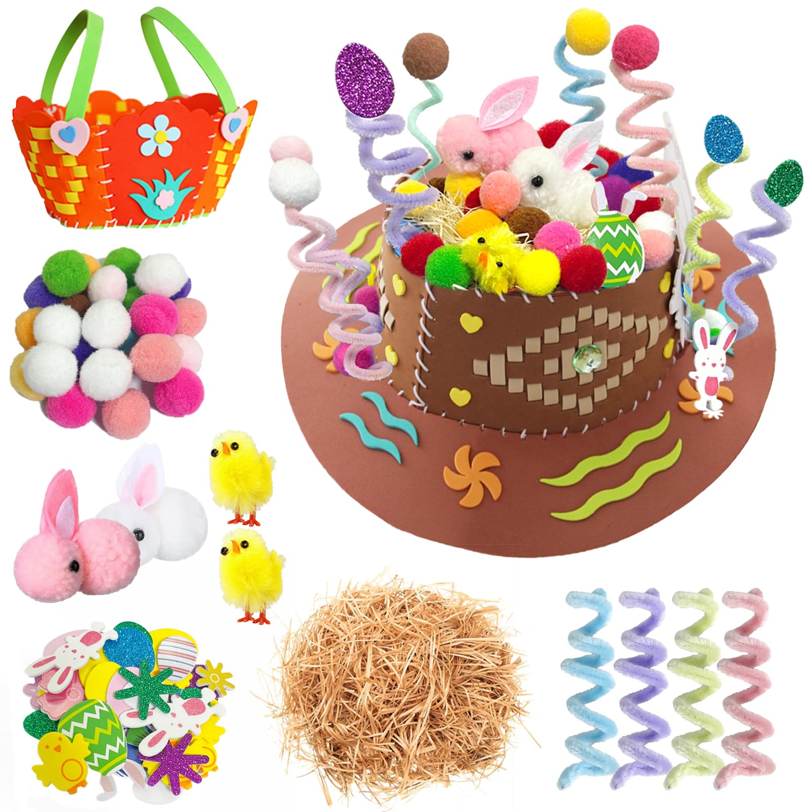 10 x Brand New Easter Bonnet Kit Weaving Easter Hat and Basket Craft S ...
