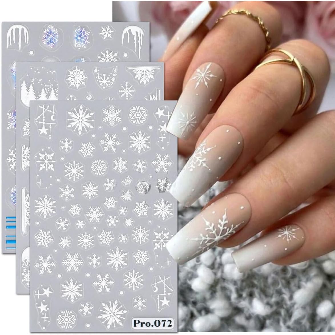 Amazon.com: Snowflake Nail Stickers Decals, 6 Sheets Christmas Nail ...