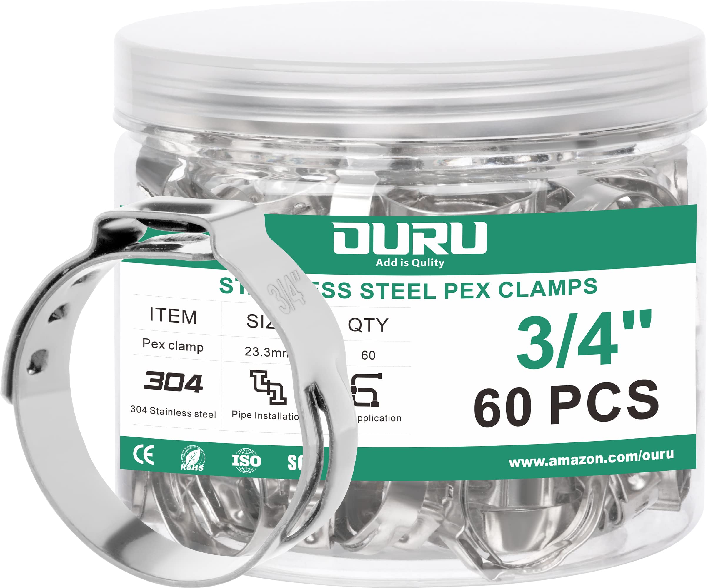 Snapklik.com : 60pcs 3/4 Inch Pex Clamps Crimp Rings Set,304 Stainless ...