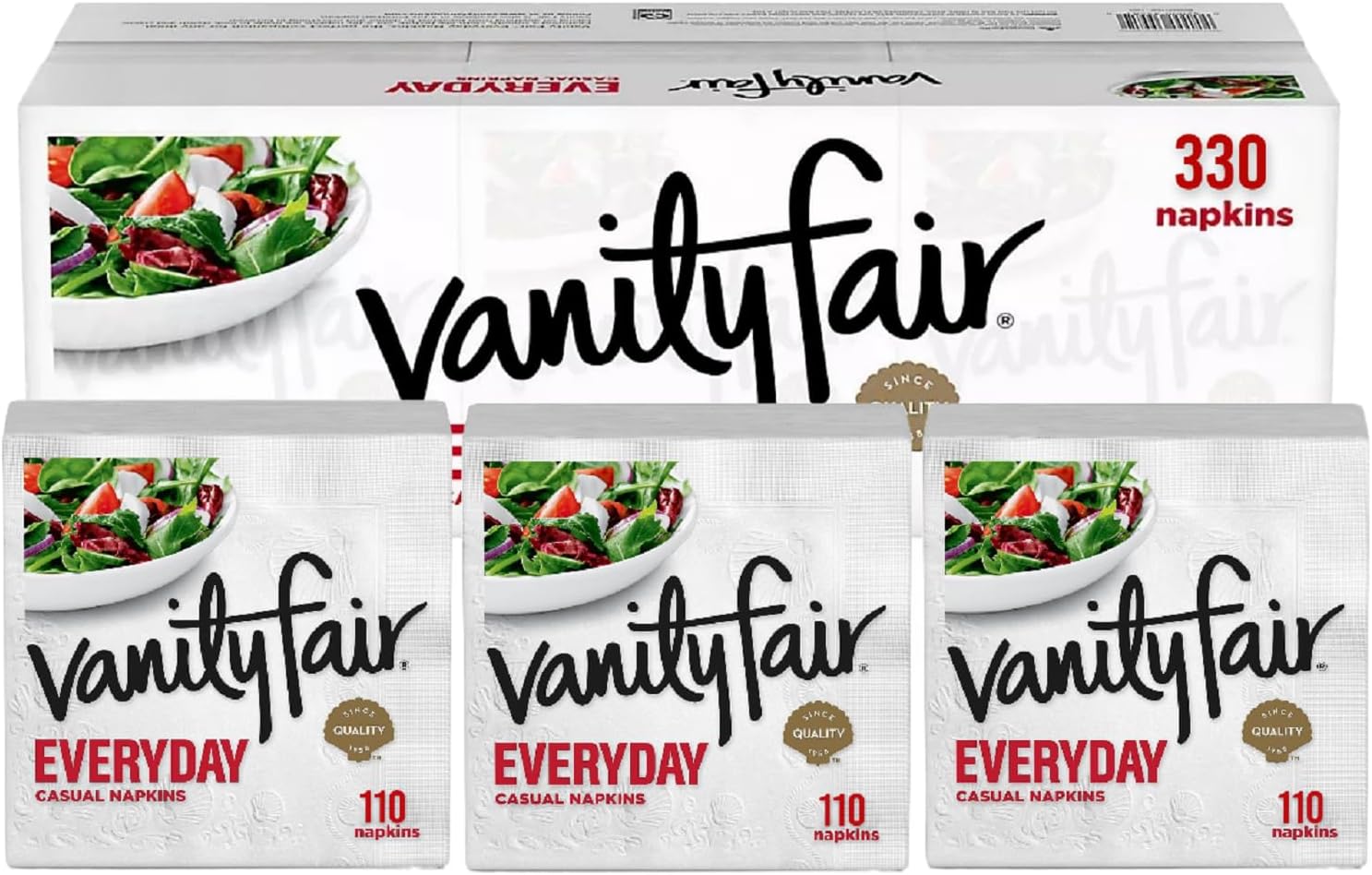 Amazon.com: Vanity Fair Everyday Paper Napkins, 100 Count, Disposable ...