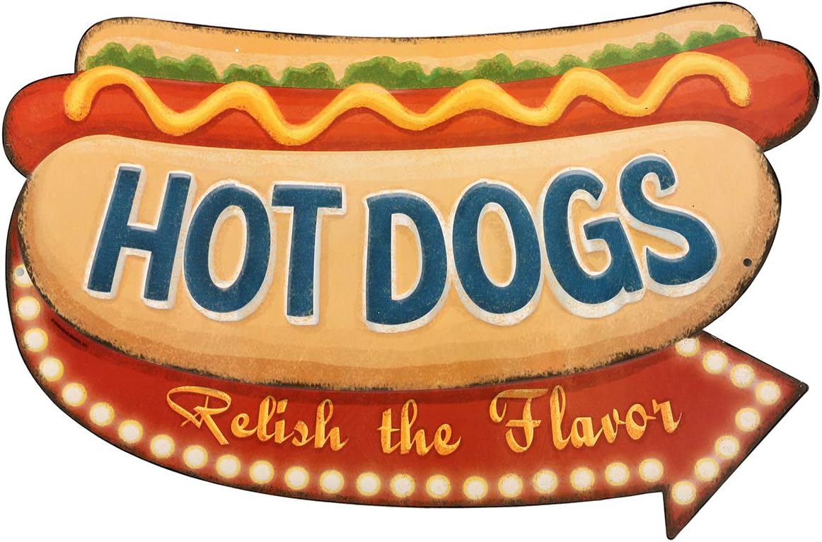 Amazon.com: Hot Dogs Relish The Flavor Embossed Metal Wall Art Sign ...