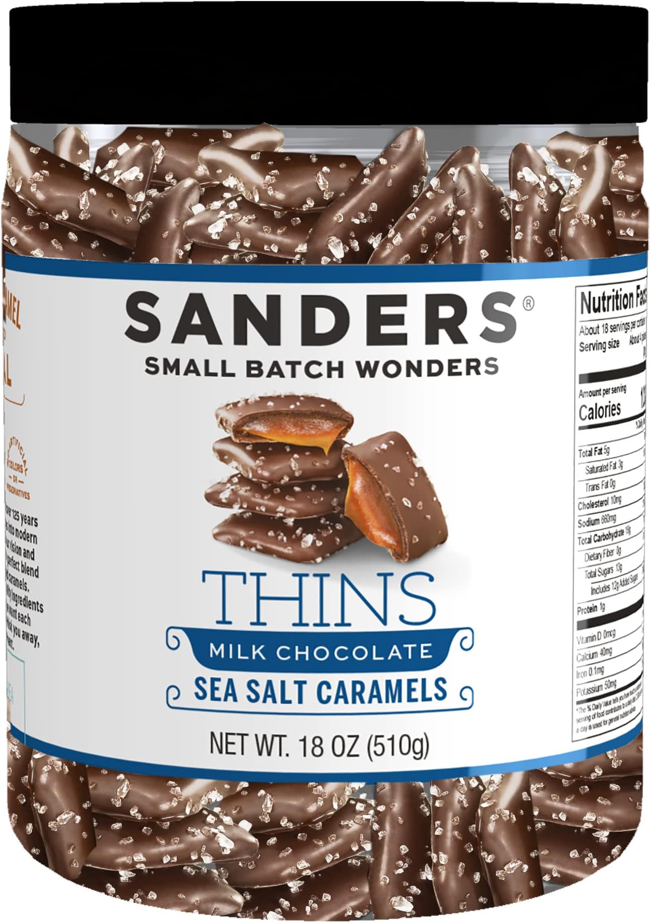 Amazon.com : Sanders Milk Chocolate Sea Salt Caramel Thins - 18 oz. Tub ...