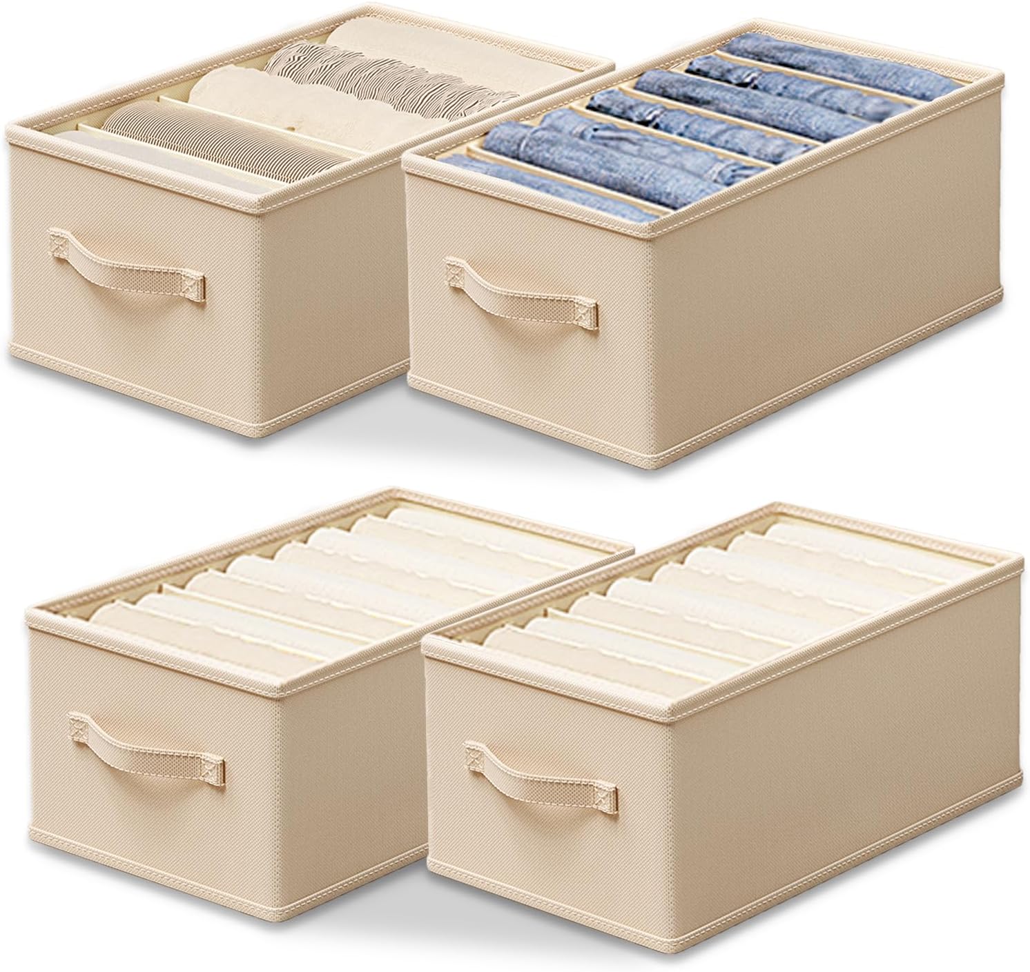 Warmi 4 Pack Wardrobe Clothes Organiser with Compartment, Foldable ...