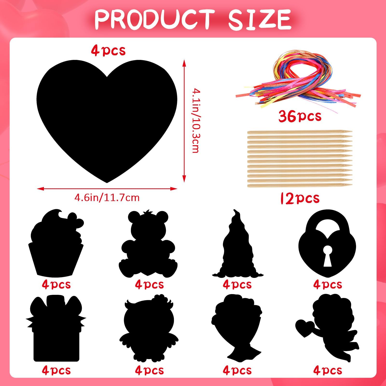 Snapklik.com : Valentine Crafts For Kids, 36 Pack Heart Shape Scratch ...