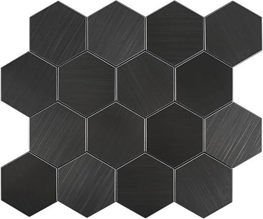 HOMEART Peel and Stick Backsplash Hexagon Tile, 6-Sheet Black Hexagon ...