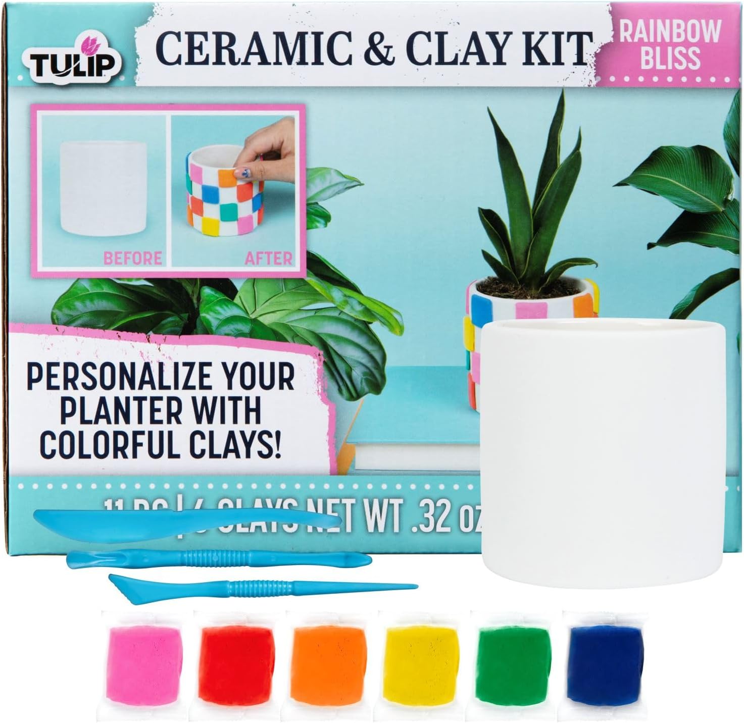 Amazon.com: TULIP Ceramic & Clay Planter Decorating Kit, Retro Designs ...