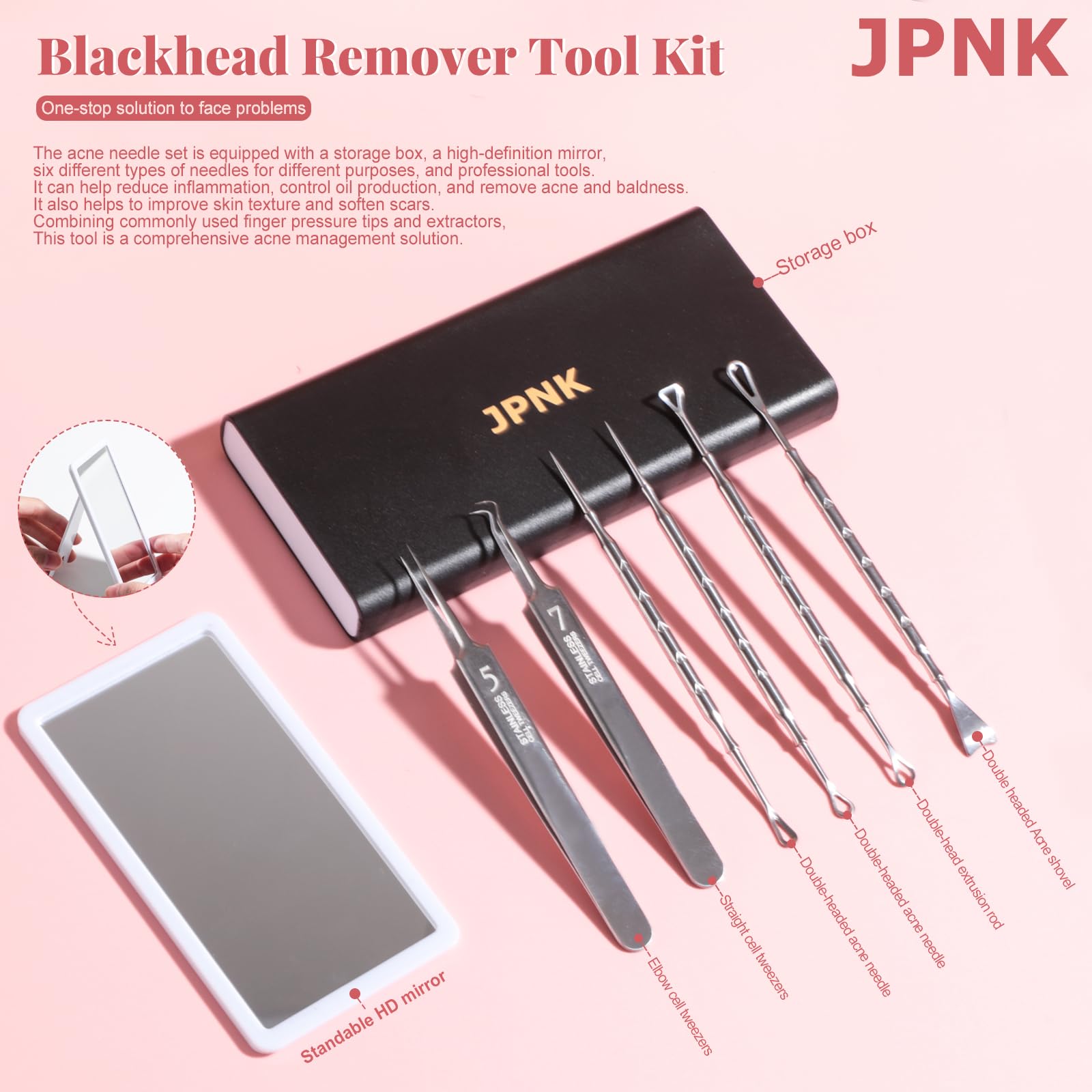 Snapklik.com : JPNK Black Acne Extractor Tool, Professional Stainless ...