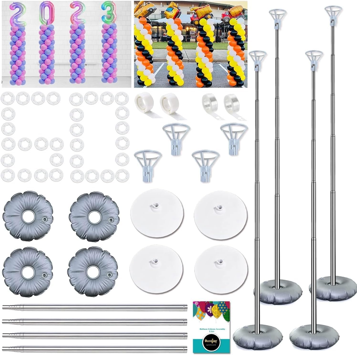 Amazon.com: DECOJOY Balloon Columns Stand Set of 4, 7 Feet Telescoping ...