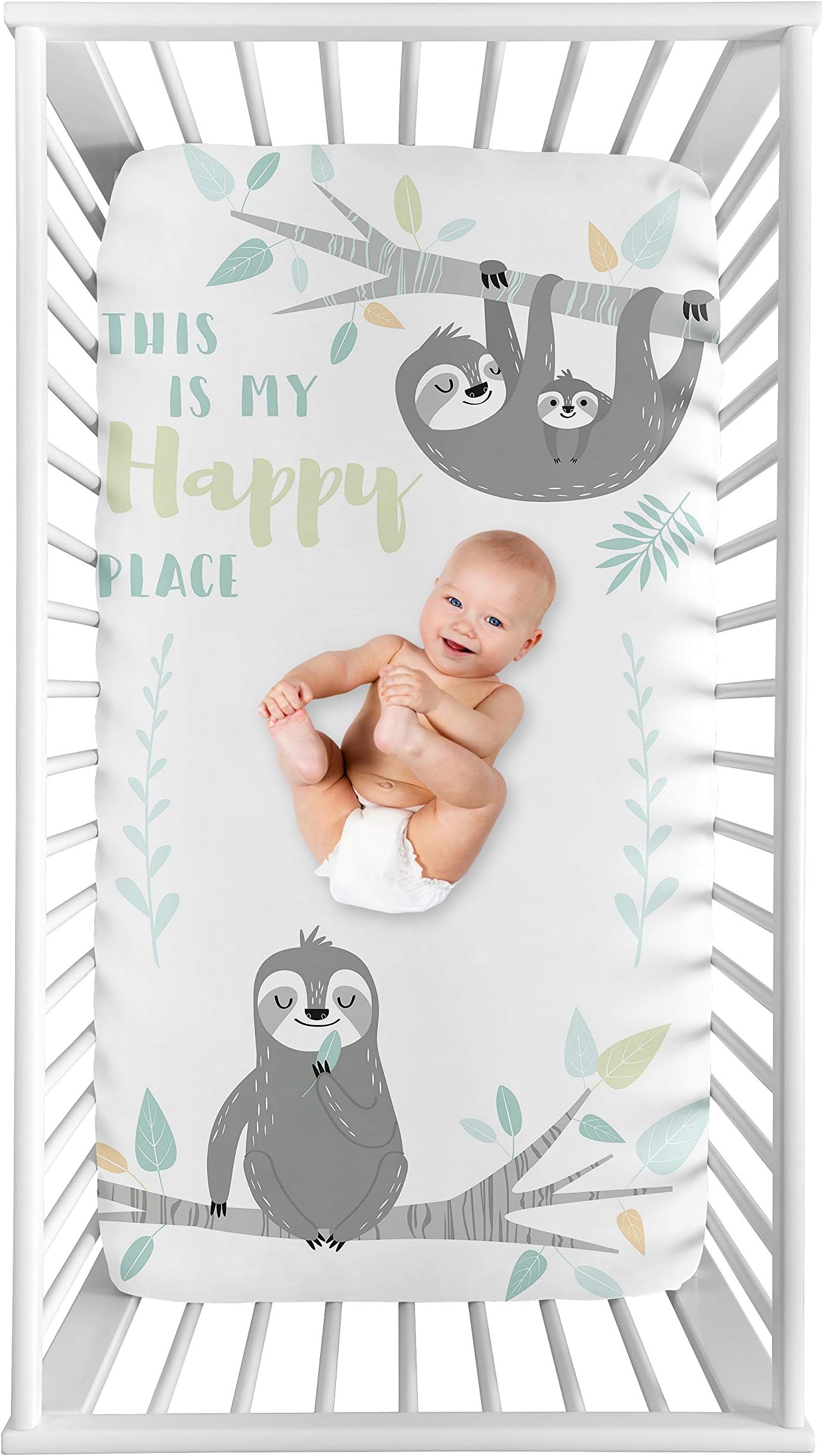 Amazon.com: Sweet Jojo Designs Blue Jungle Sloth Leaf Boy or Girl ...