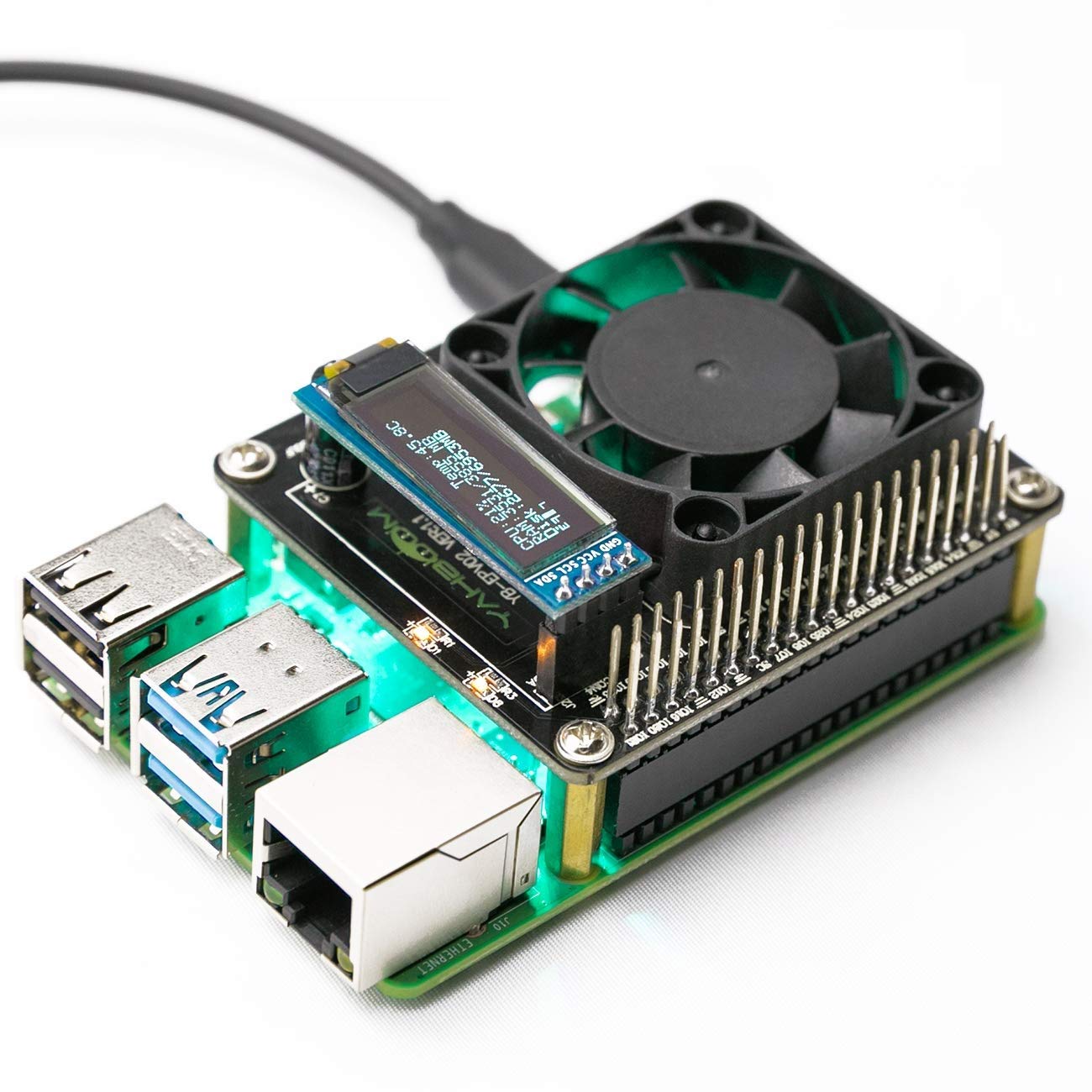 REES52 Raspberry Pi 4B/3B+/3B Cooling Fan Hat with Intelligent ...