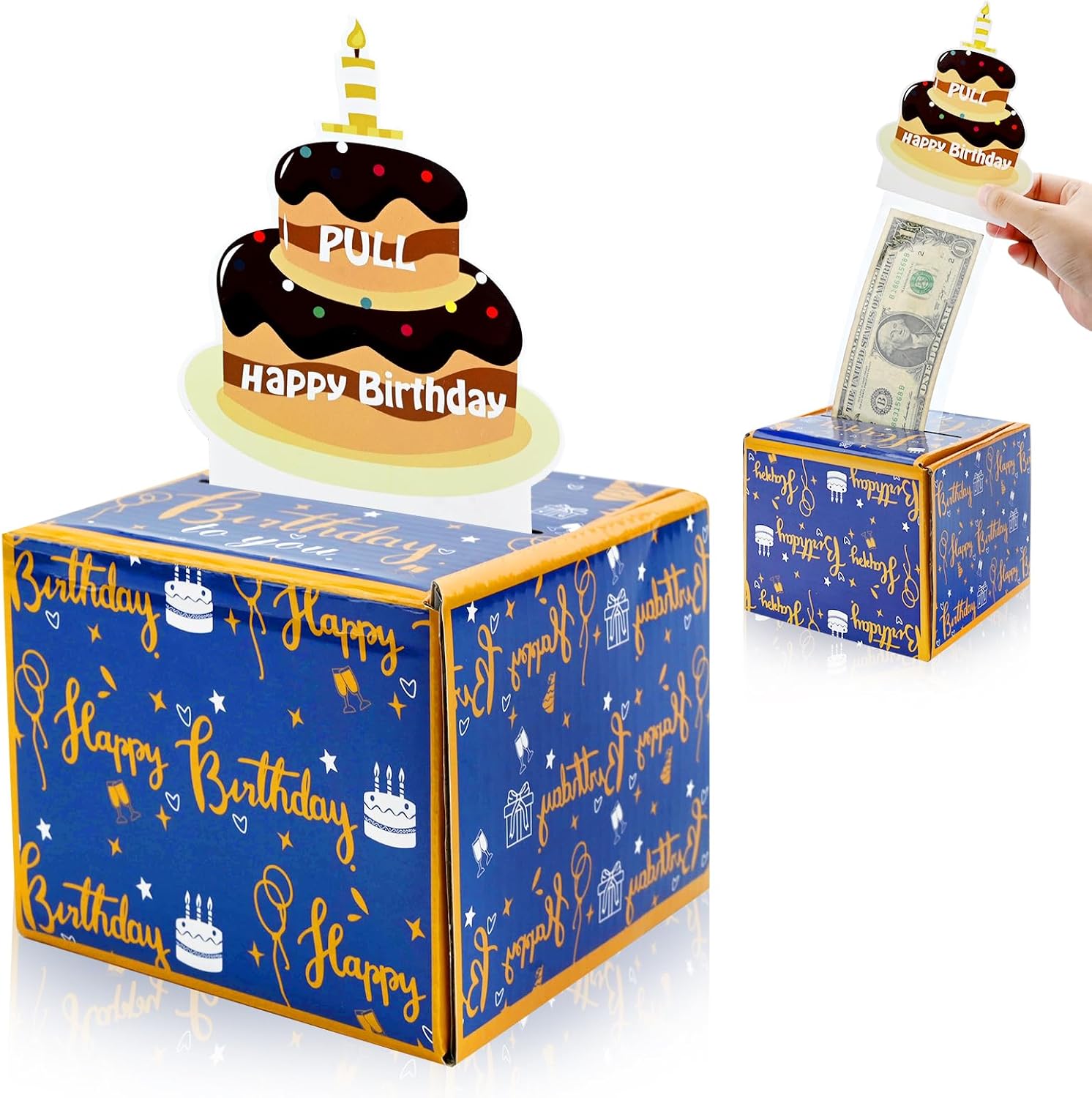 Happy Birthday Money Box for Cash Gift, Surprise Money Gift Box Cake ...