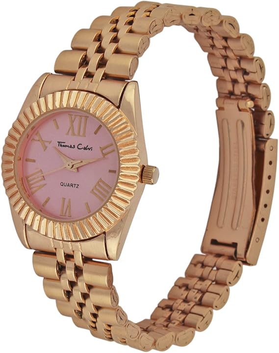 Thomas Calvi Women's Quartz Watch with Pink Dial Analogue Display and ...