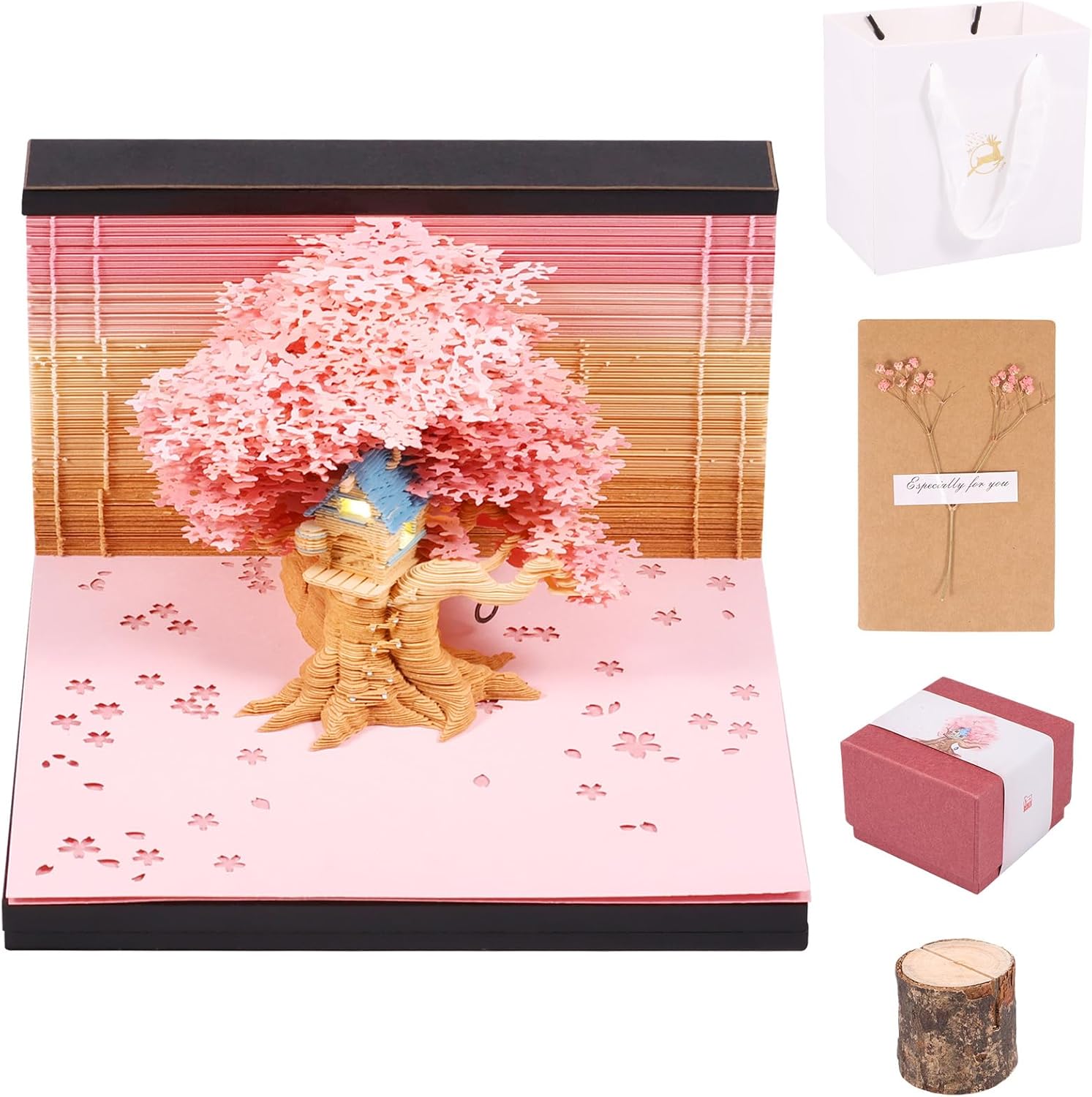 FALESOUL Memo Pad 3d with Light, 280 Pages Creative Tree House 3D Note ...