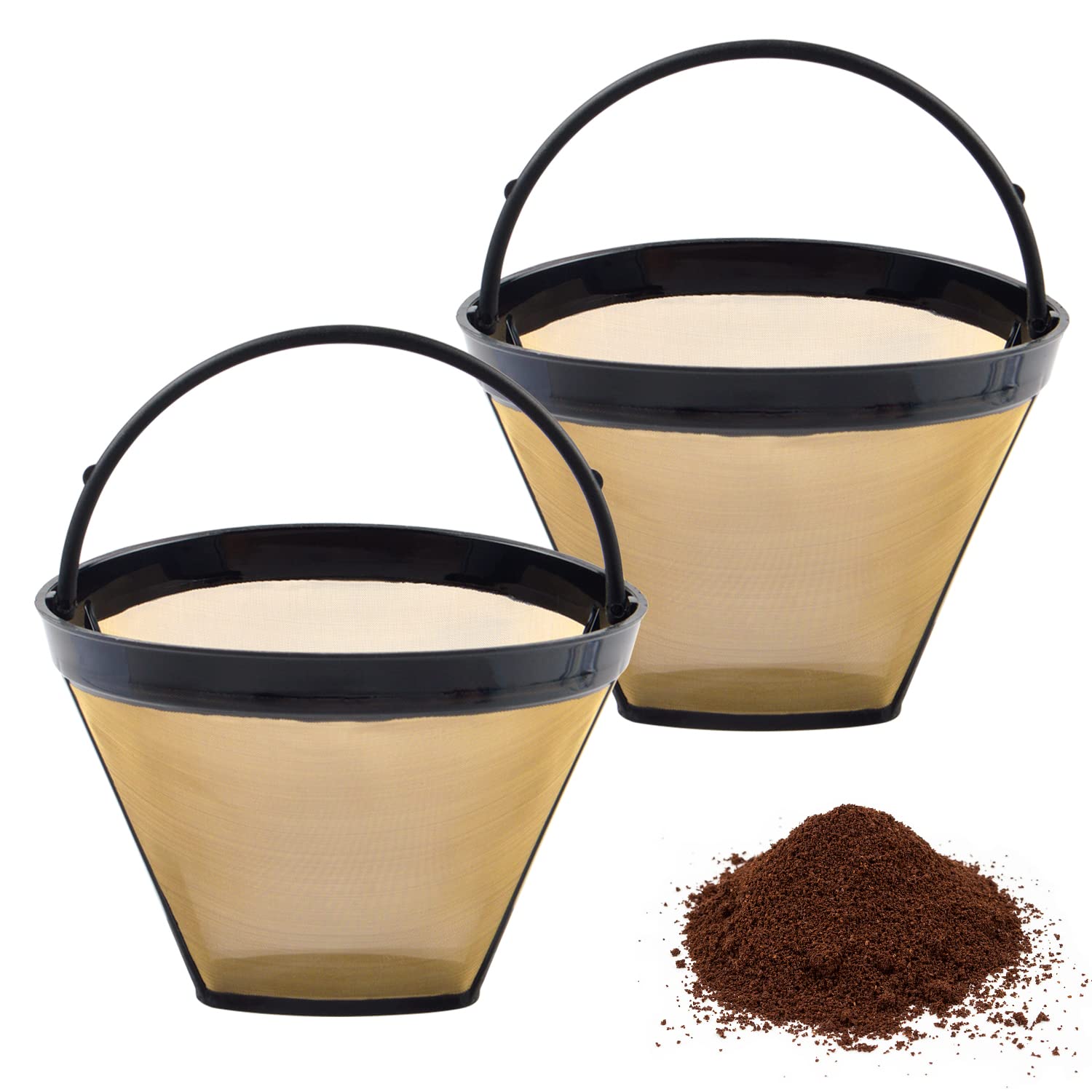 2Pcs Reusable Coffee Filters 8-12 Cup Cone Coffee Filters Permanent ...