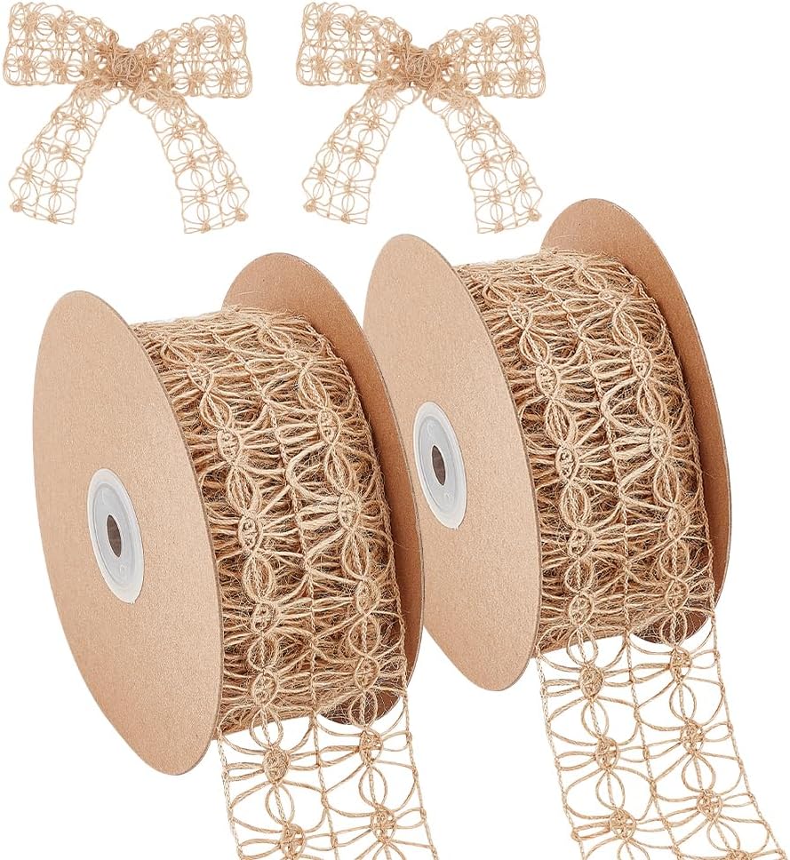 Amazon.com: AHANDMAKER 20 Yards Burlap Wired Ribbon, Burlap Lace Burlap ...
