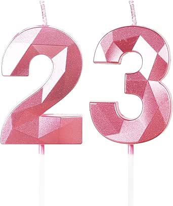 Amazon.com: 23th Birthday Candles,Number 23 Candles,Pink Happy Birthday ...