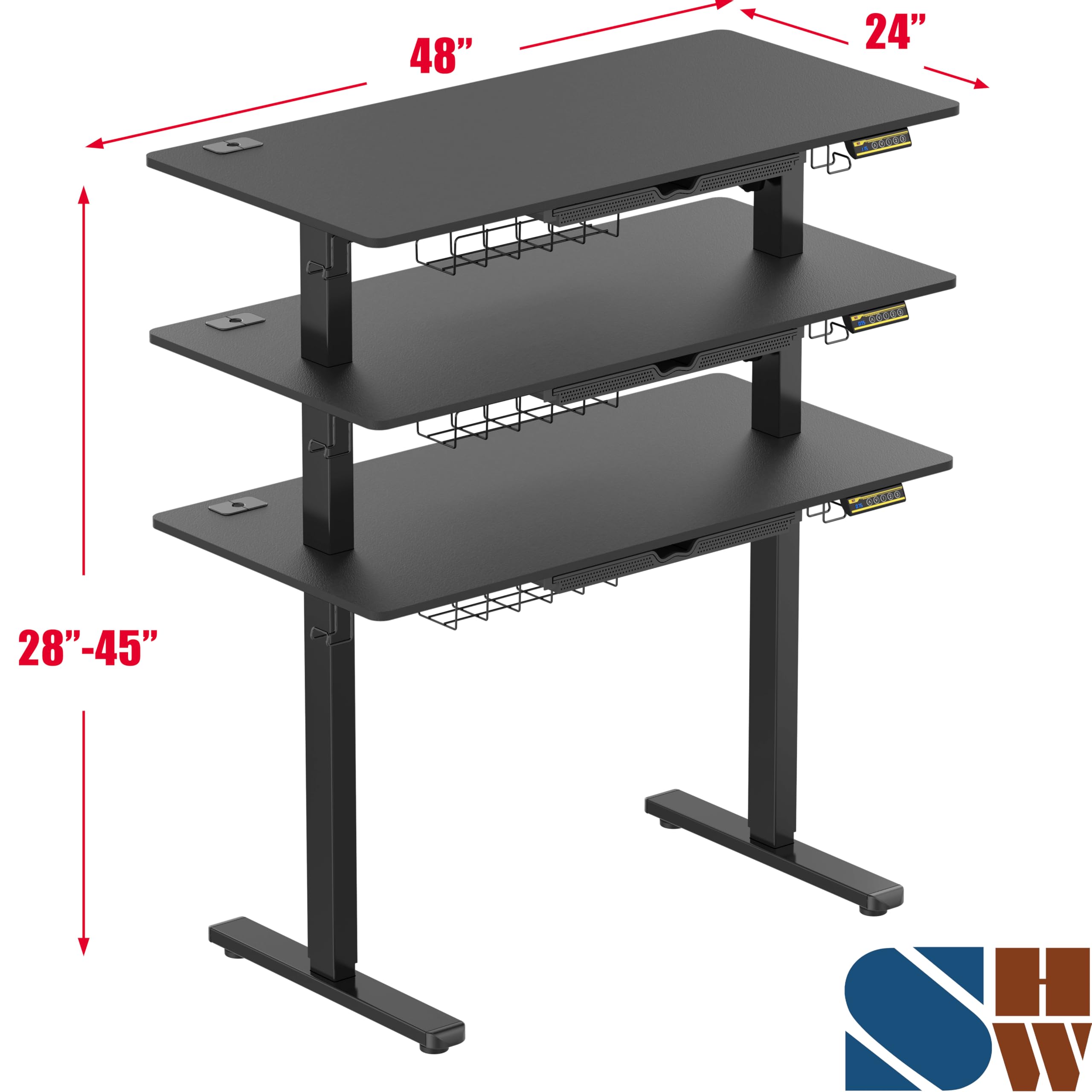 Snapklik.com : SHW 48-Inch Electric Height Adjustable Standing Desk