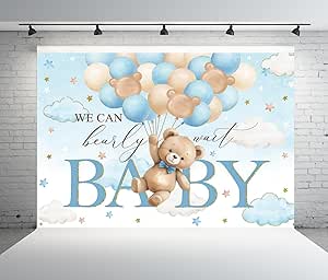 Amazon.com : Bear Baby Shower Backdrop for Party Decoration 7x5ft Blue ...