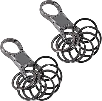 Styquenzer 2 Pcs Heavy Duty Key Chain with 8 Pcs Stainless Key Rings ...