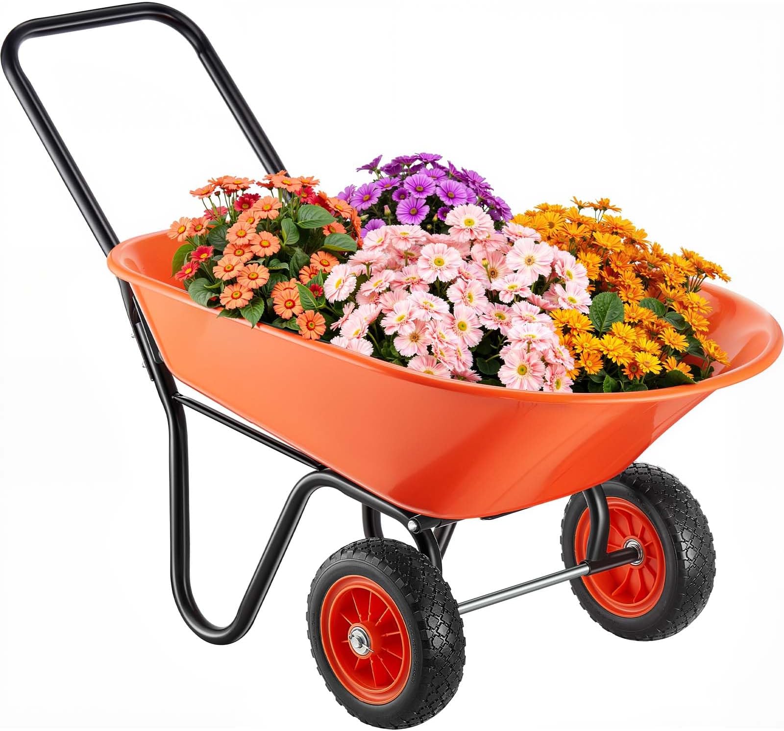 Amazon.com : GARDEN STAR Two Wheel Poly Tray Wheelbarrow, 5 Cubic Foot ...