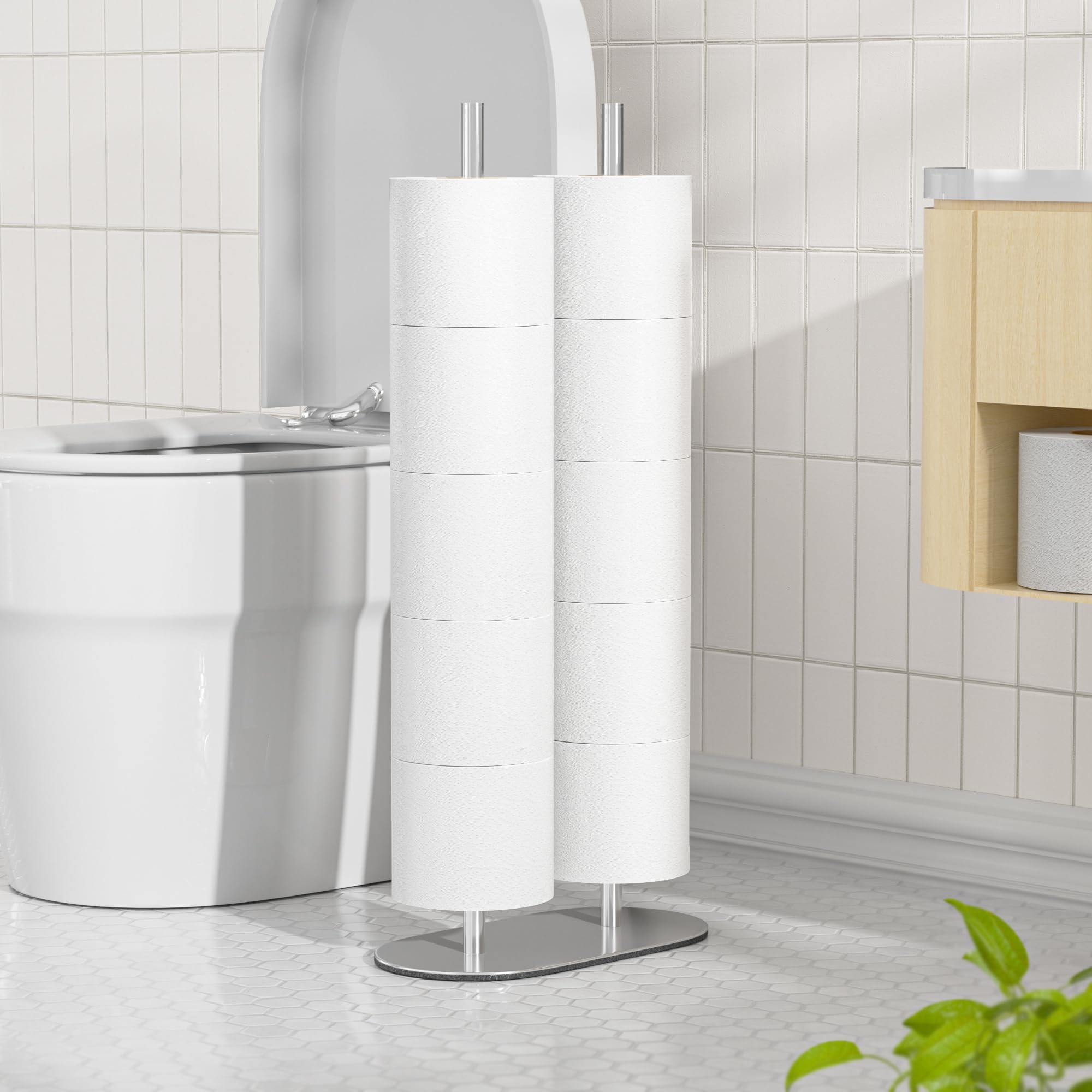 Toilet Roll Holder Stand(with Reserve Function), Free-Standing Toilet ...