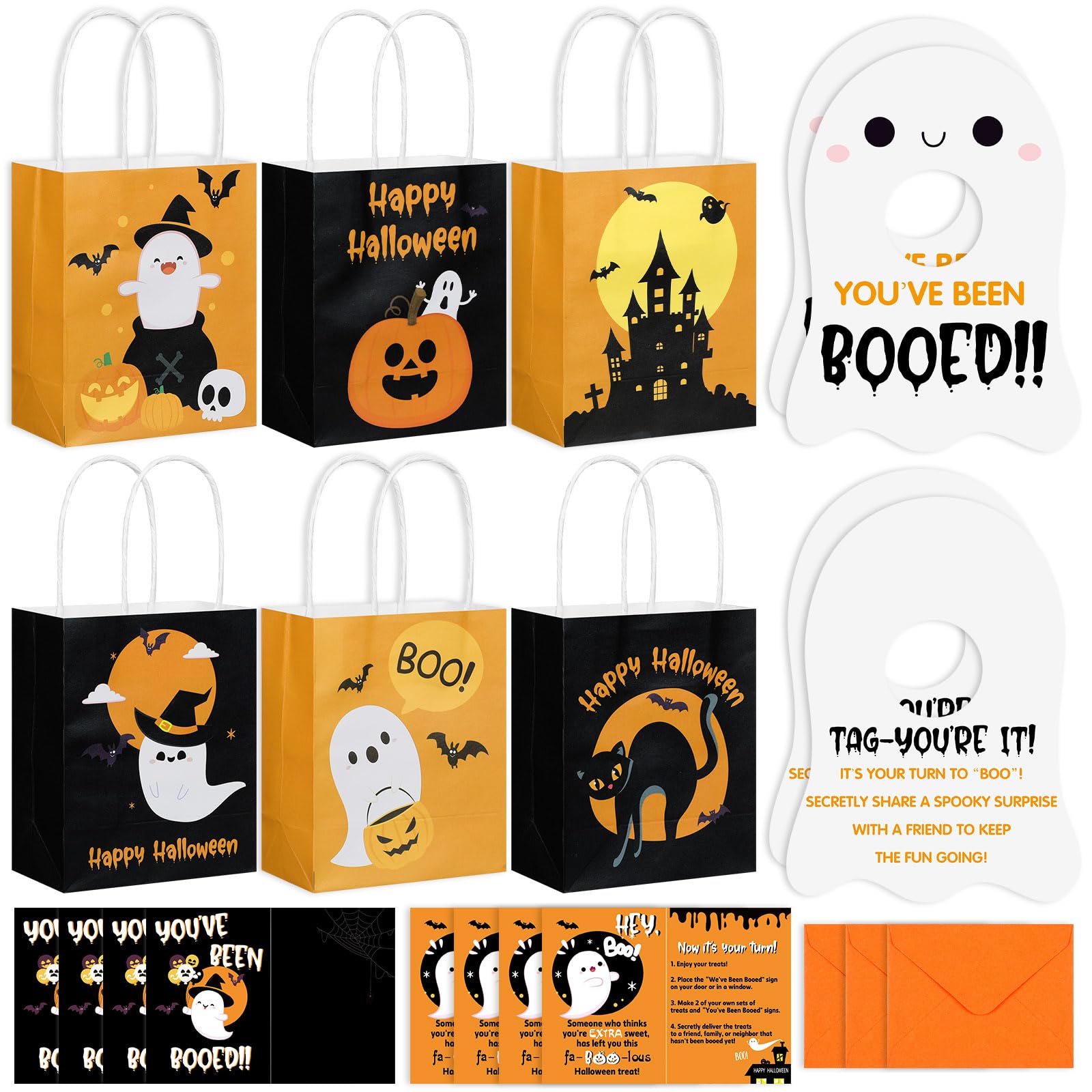 Amazon.com: Watersay 24 Set Halloween You've Been Booed Ghost Bag ...
