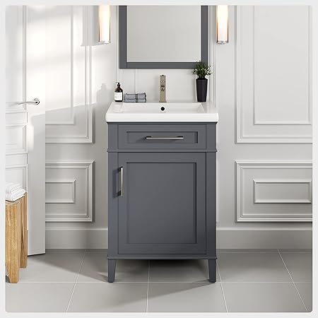 Amazon.com: Eviva Small Bathroom Vanity with Sink - Standing Single ...