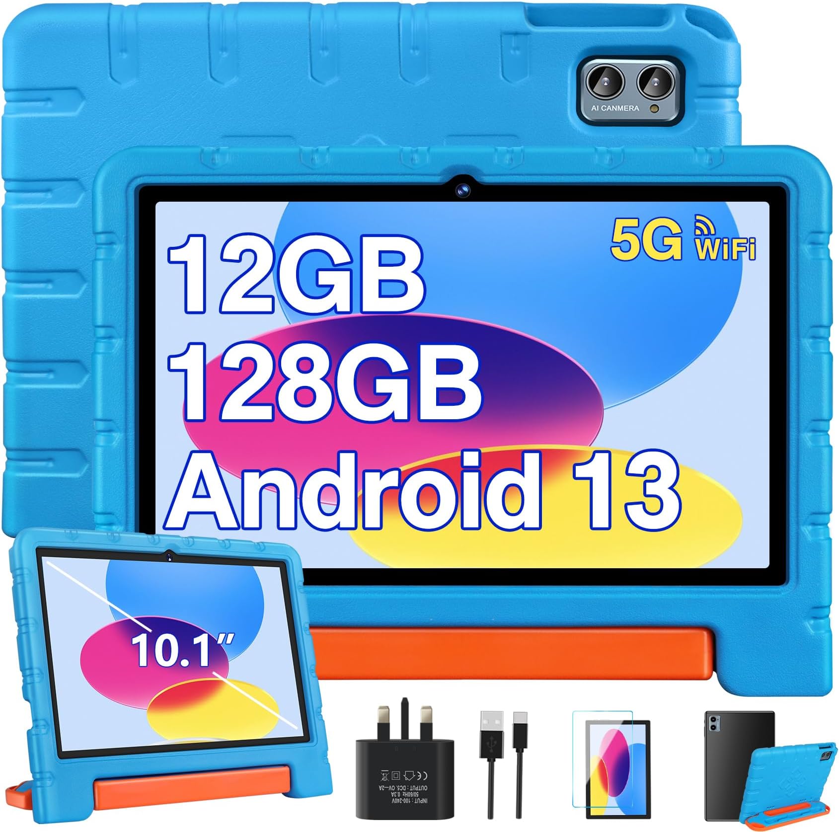 ZIOVO Tablet 10 Inch Android 13 Kids Tablet, 12GB RAM+128GB ROM(TF 1TB ...