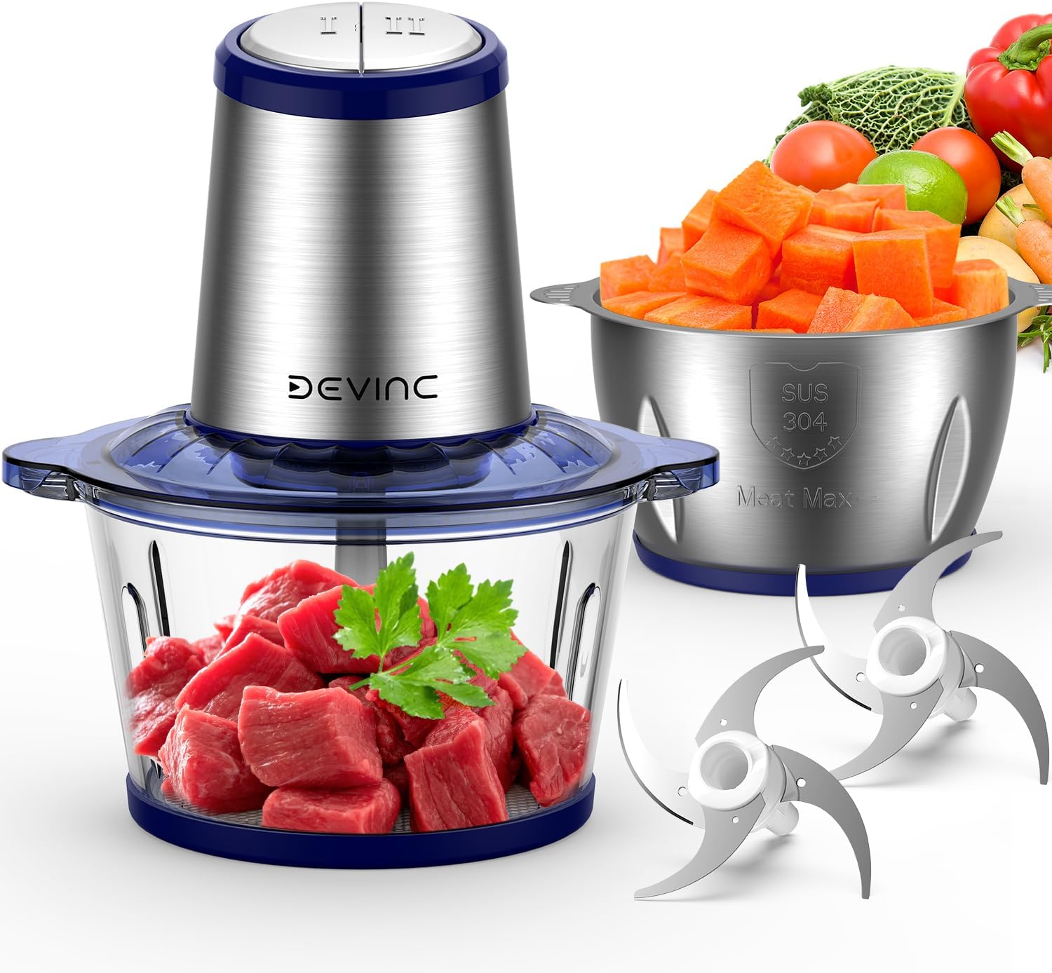 Amazon.com: SOKANY 8 Cup Food Processor 8 Cup 400W, Electric Chopper ...