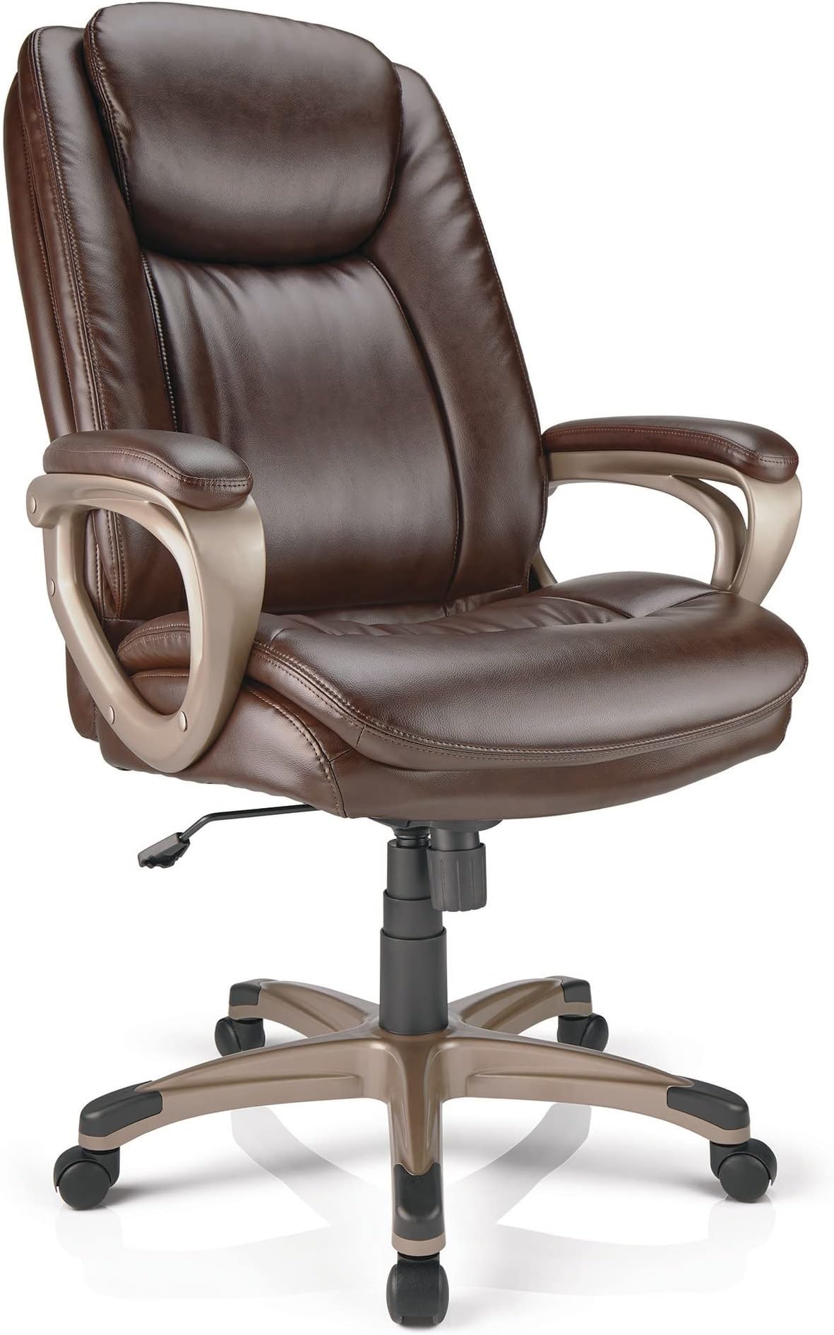 Amazon.com: Realspace Tresswell Bonded Leather High-Back Chair, Brown ...