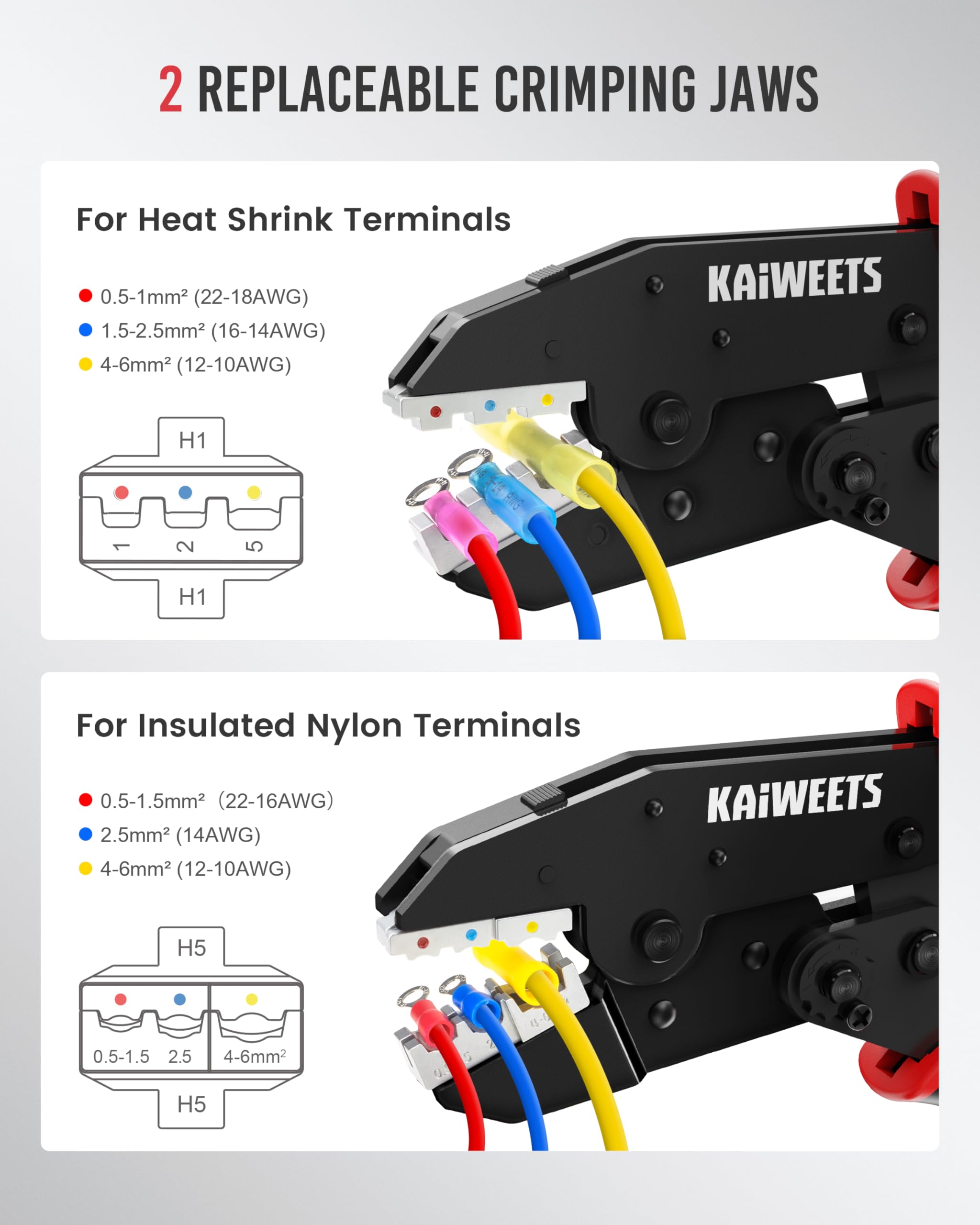 Snapklik.com : KAIWEETS 2-in-1 Crimping Tool For Heat Shrink And ...