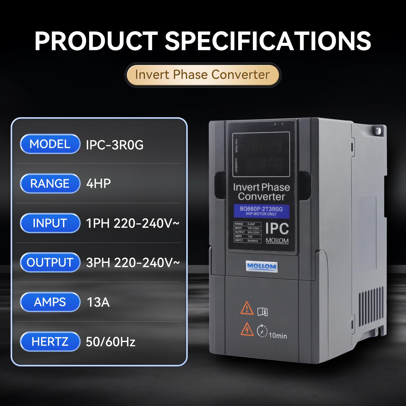 Snapklik.com : Single To 3 Phase Invert Phase Converter-4HP 3KW 13A ...