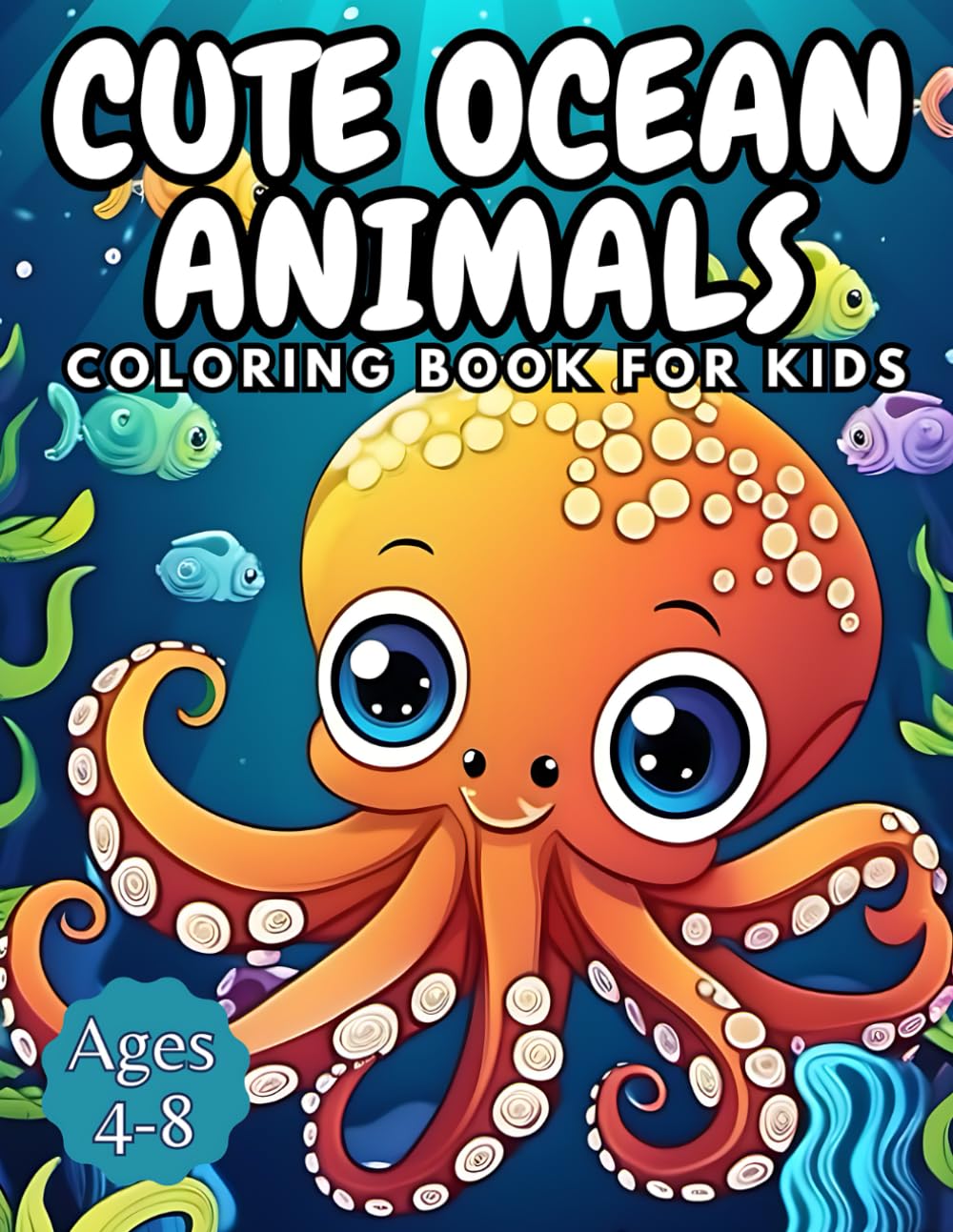 Cute Ocean Animals Coloring Book For Kids Ages 4-8 (Spanish Edition ...