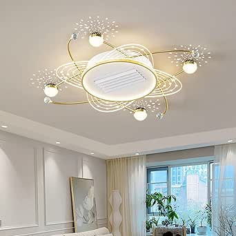 SUPER FOREST Bladeless Ceiling Fan light, Modern Adjustable Speed ...
