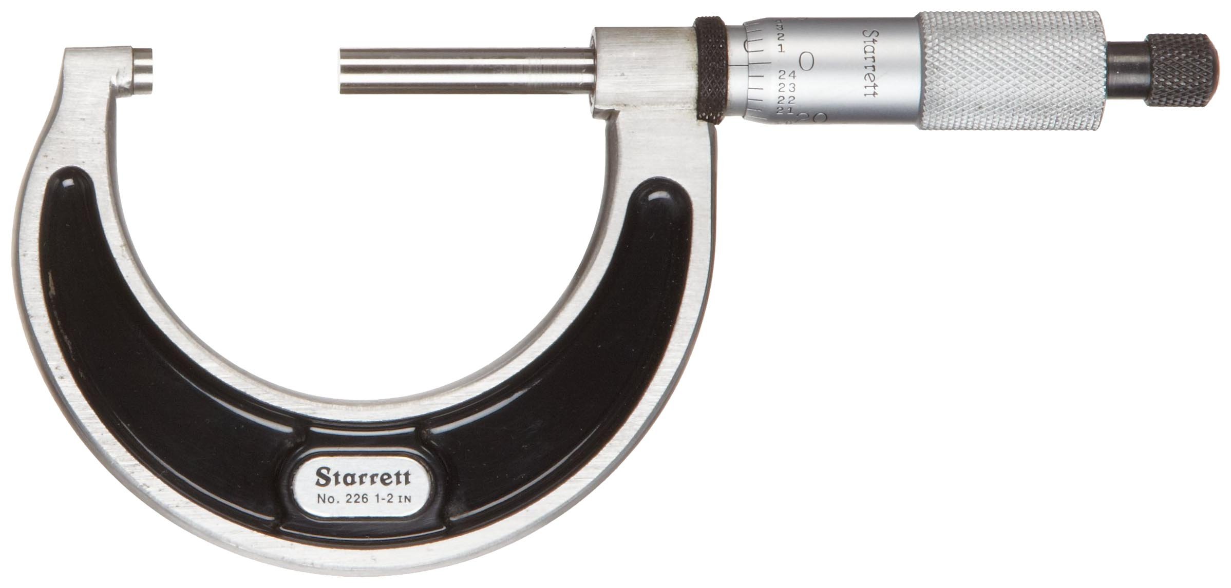 Starrett 226RL-2 Outside Micrometer, Ratchet Stop, Lock Nut, 1-2" Range ...