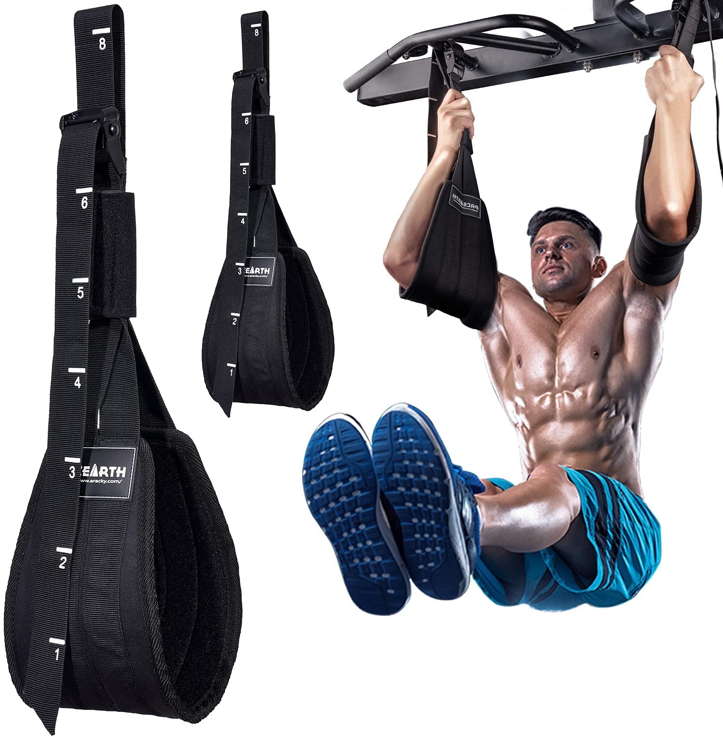 Buy PACEARTH Adjustable Ab Straps with Scale for Abdominal Muscle ...