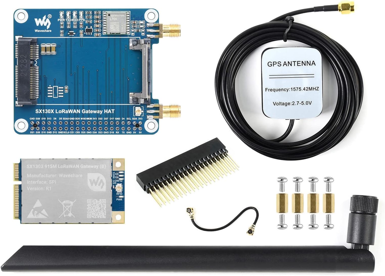 Amazon.com: Waveshare SX1303 915M LoRaWAN Gateway HAT Compatible with ...