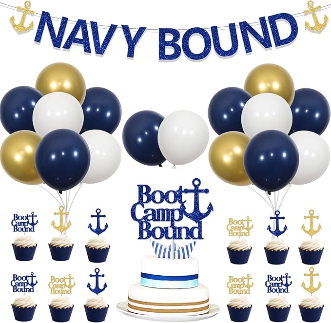 Amazon.com: kreat4joy Navy Bootcamp Bound Party Decorations, Navy ...