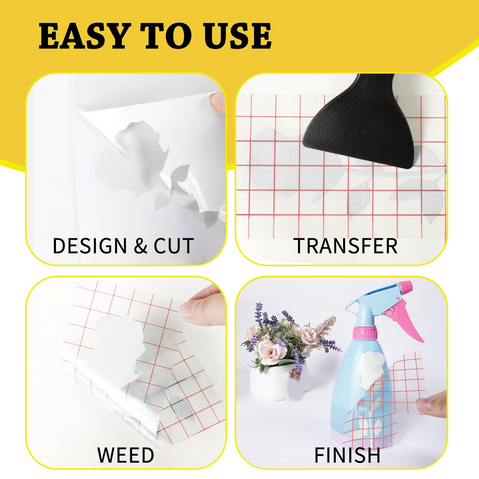 Snapklik.com : UCEC White Removable Vinyl, 14pack, Matless Cutting, 13 ...