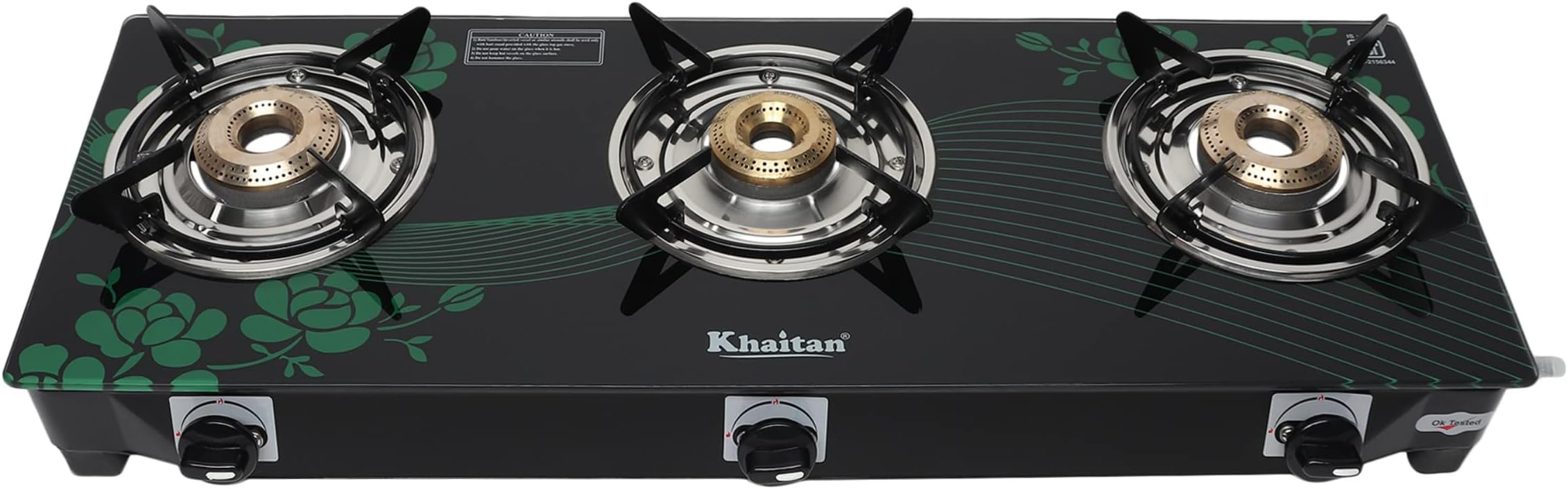 Khaitan 3 Burner BP Jio Green Digital Toughened Glass LP Gas Cooktop ...