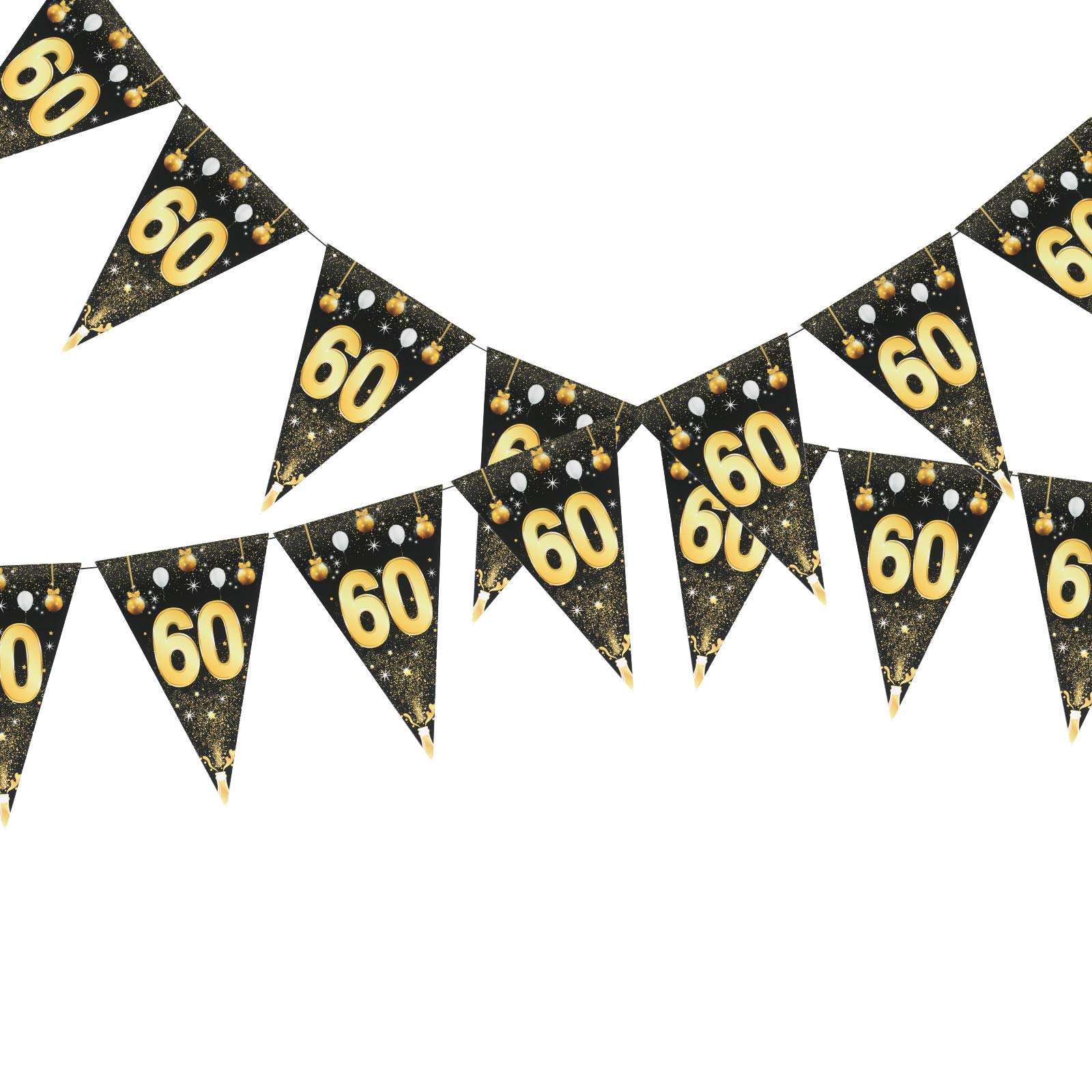 Lopotin 24pcs Happy 60th Birthday Banner Bunting Flags 60th Birthday ...